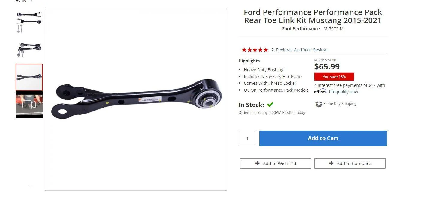 Virginia - Ford Performance Pack Rear Toe Link Brand New | 2015+ S550 ...