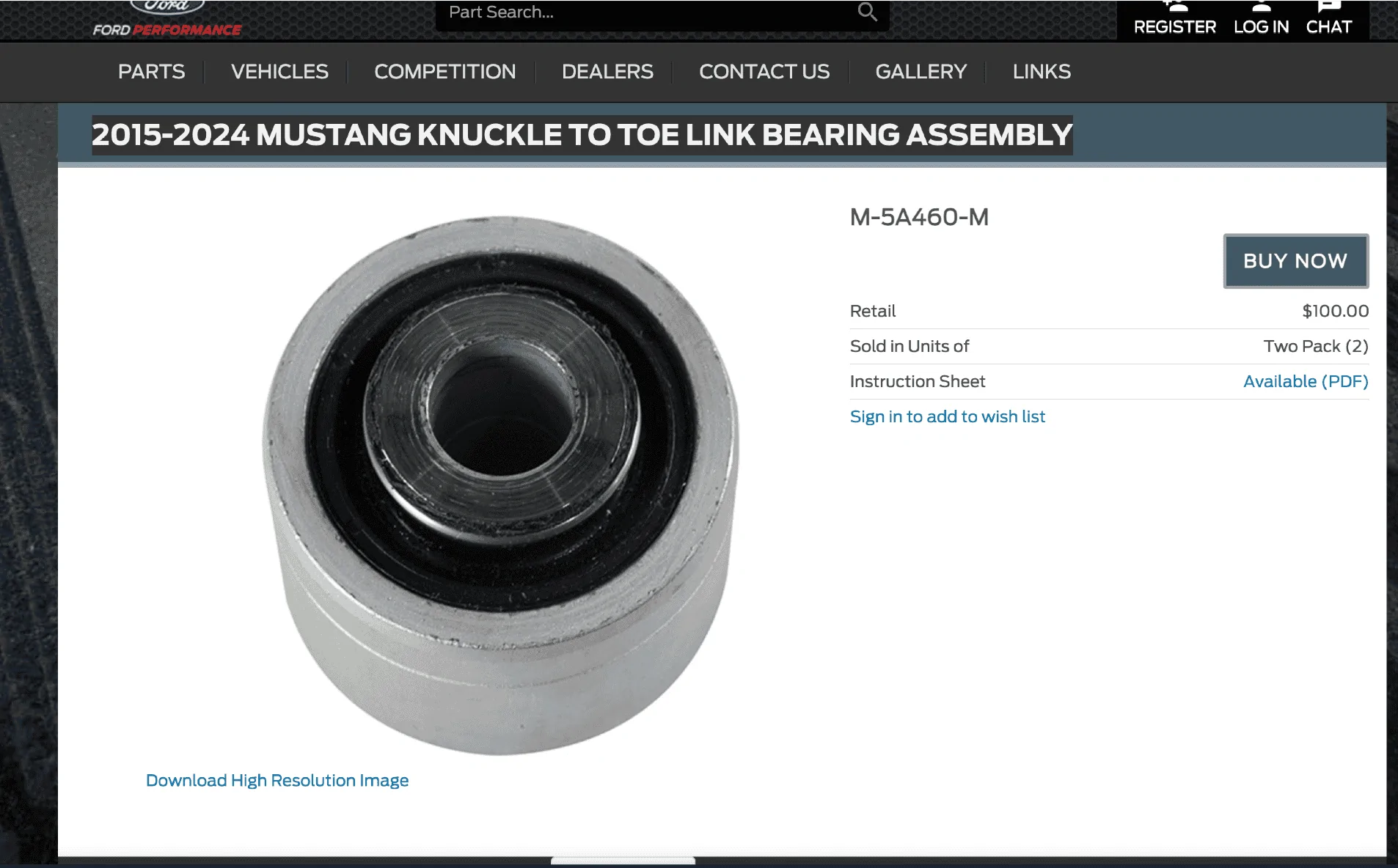 Virginia - 2015-2024 MUSTANG KNUCKLE TO TOE LINK BEARING ASSEMBLY Brand ...