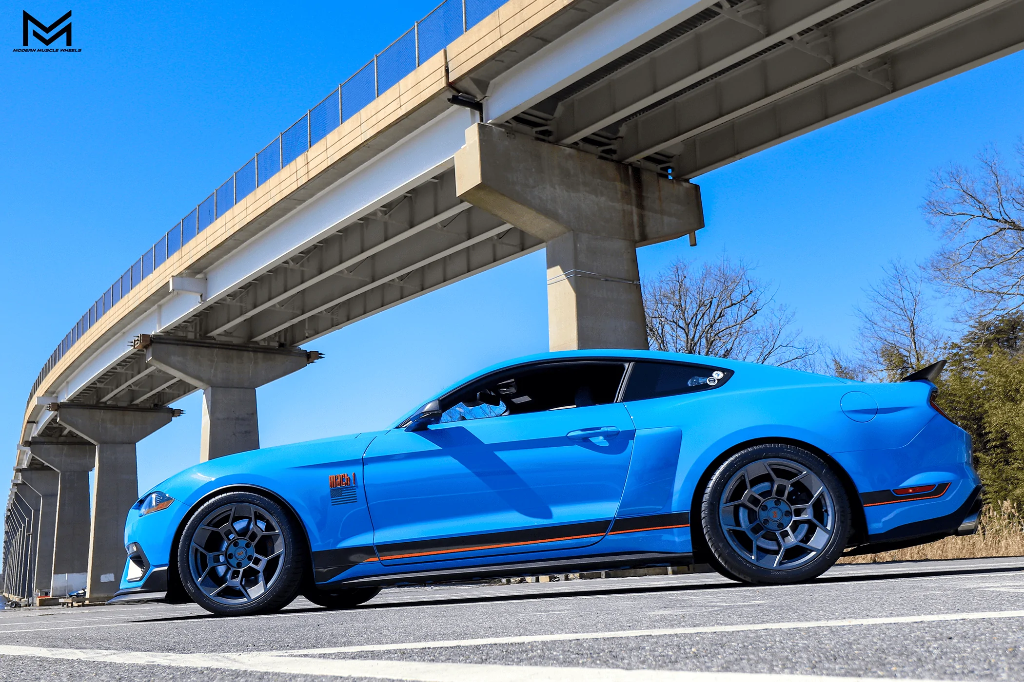 Grabber Blue Mustang Mach 1 Completed with Modern Muscle M17R Forged ...